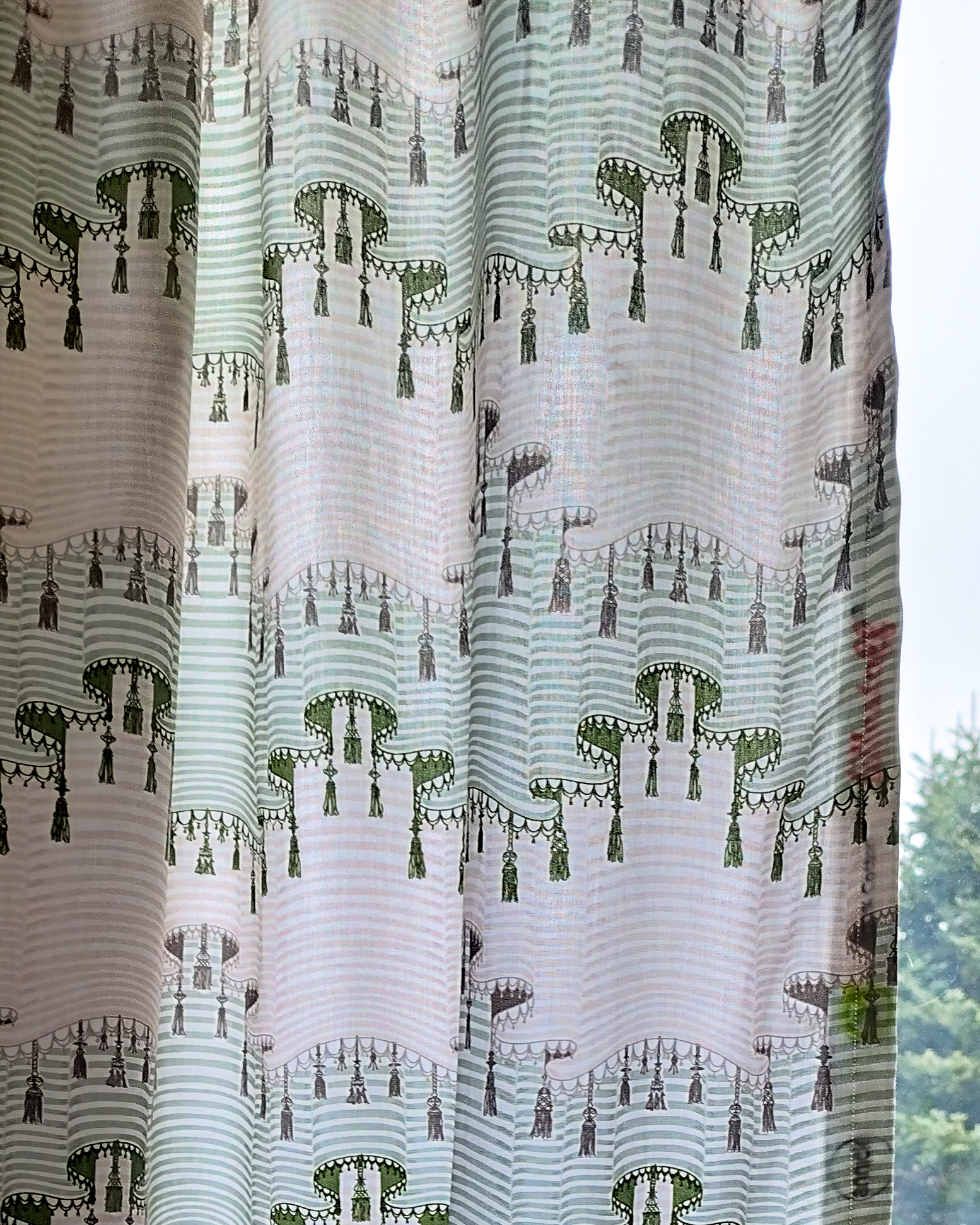 Bio Fabric Drapes and Tassels Blue by Annick - Lillestoff