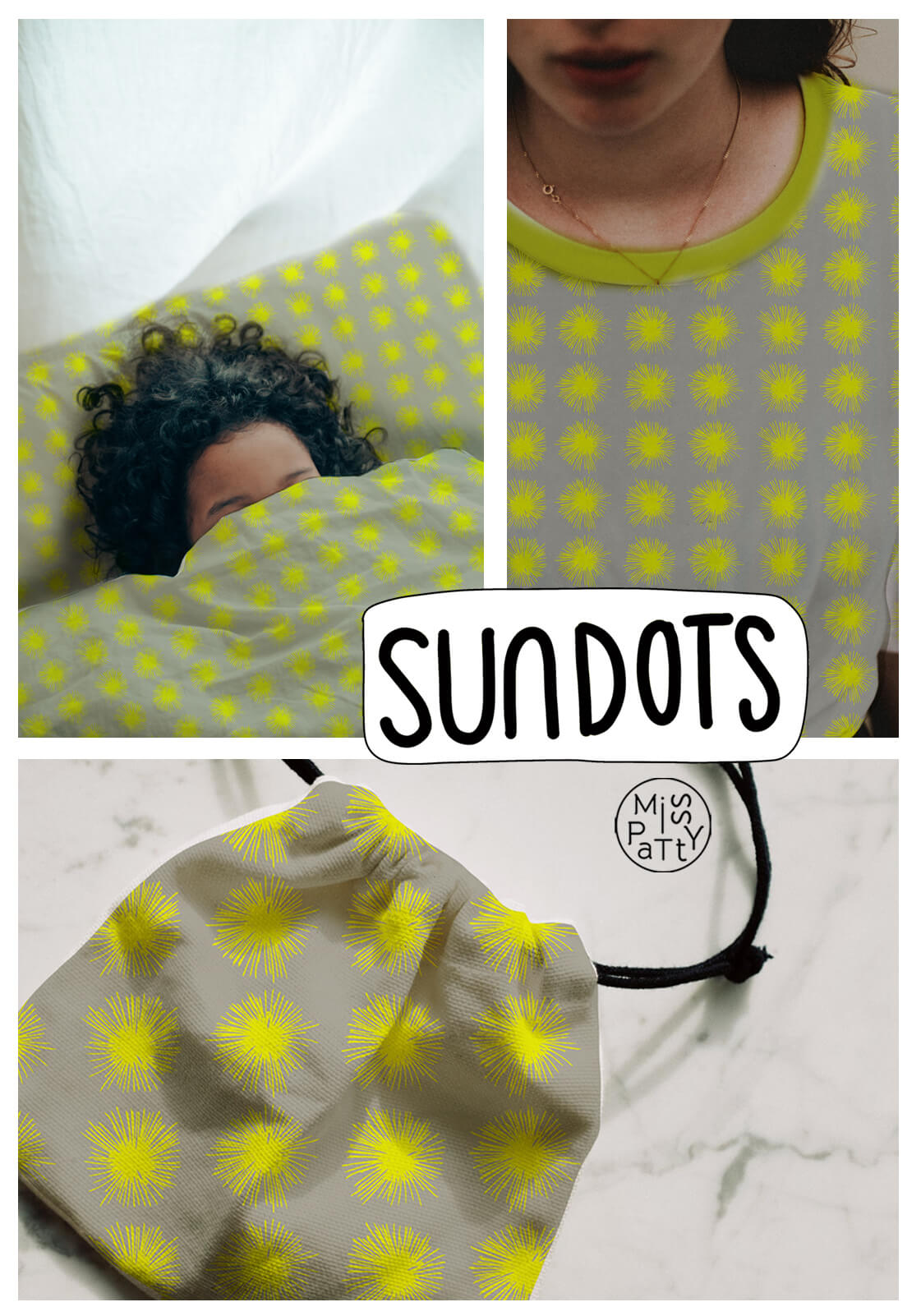 Bio Webware Stoff - Sundots - MissPatty, Frühling, Sommer, grau, gelb ...