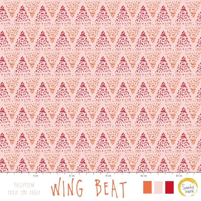 Bio Fabric - Wing Beat by Sanktwerk in red and orange | Lillestoff