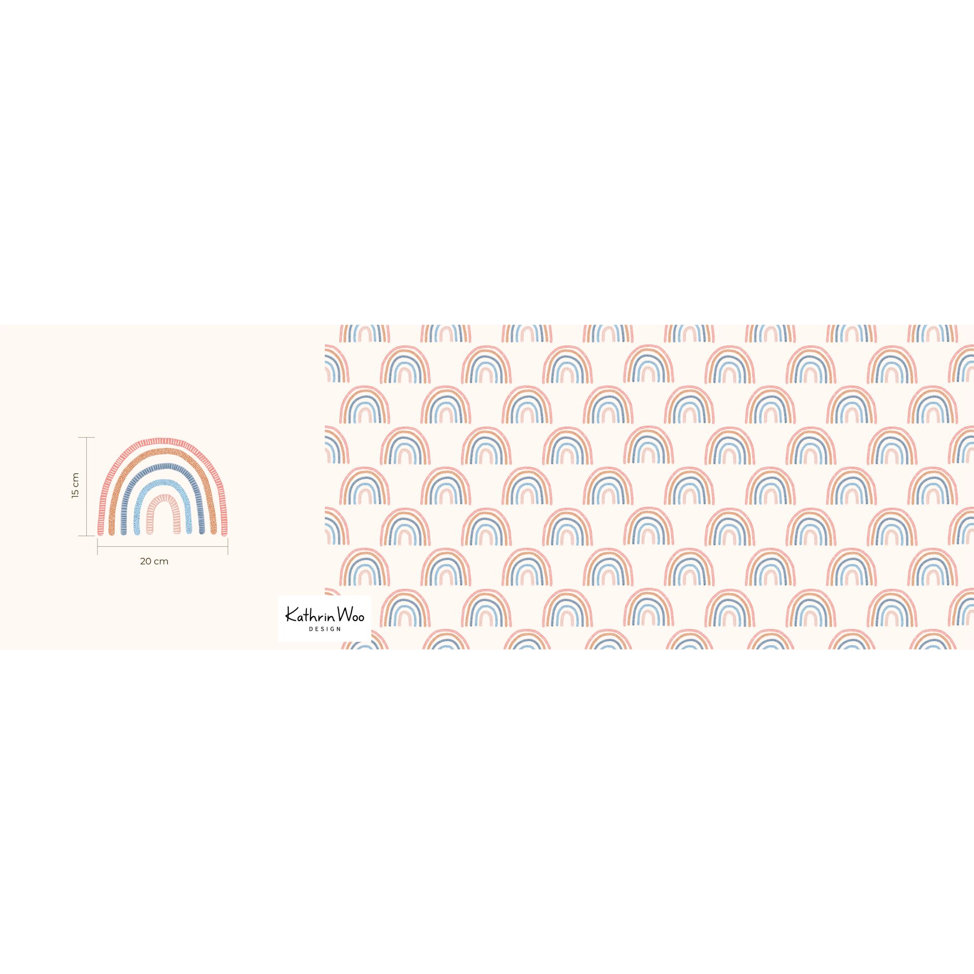 Bio Webware Stoff - 50 cm Panel Regenbogen - KathrinWoo, bunt, creme, Regenbogen, 100% Bio ...